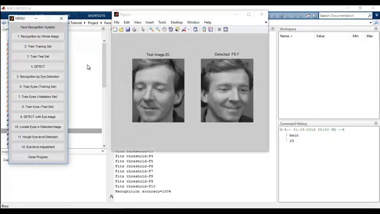 Face Recognition Matlab Final Year Project Youtube