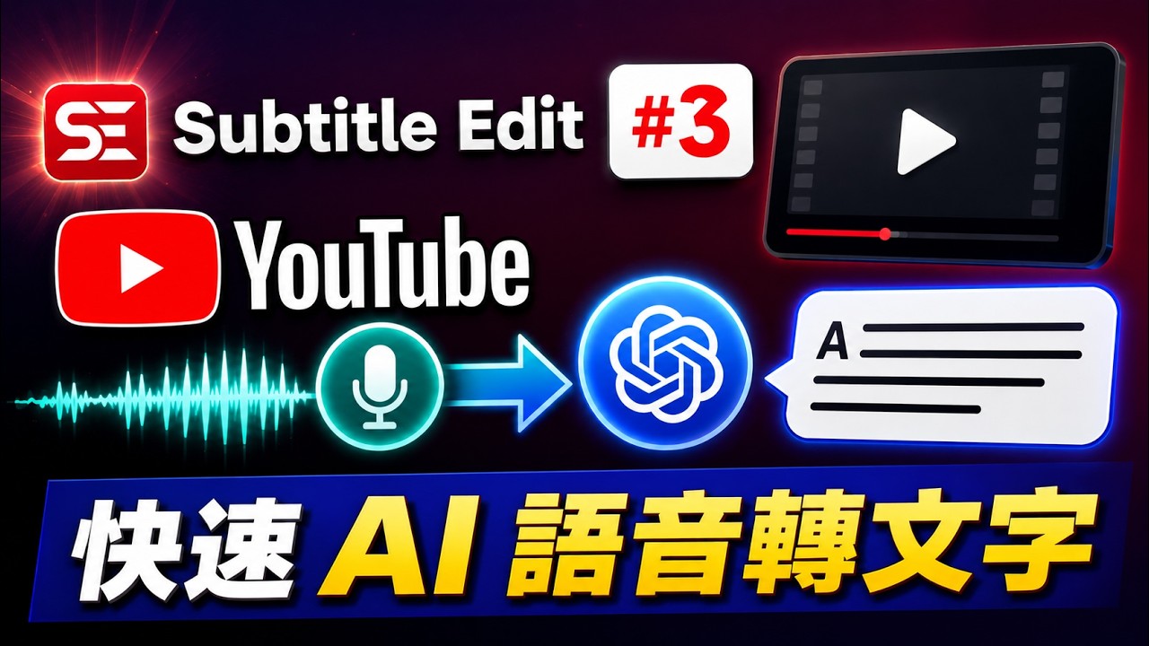 SE003｜影片字幕神器－Subtitle Edit整合Whisper語音轉文字 - YouTube