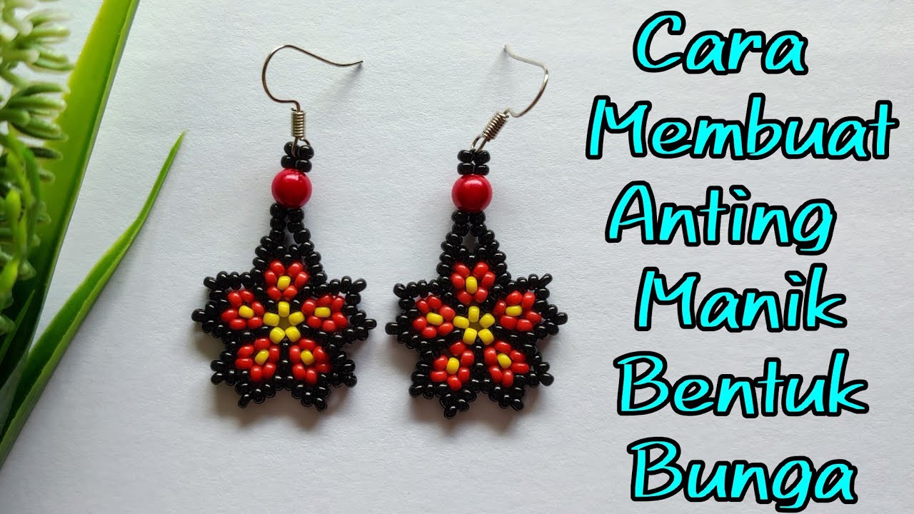 beaded flower earring tutorial | cara membuat anting bunga | cara ...
