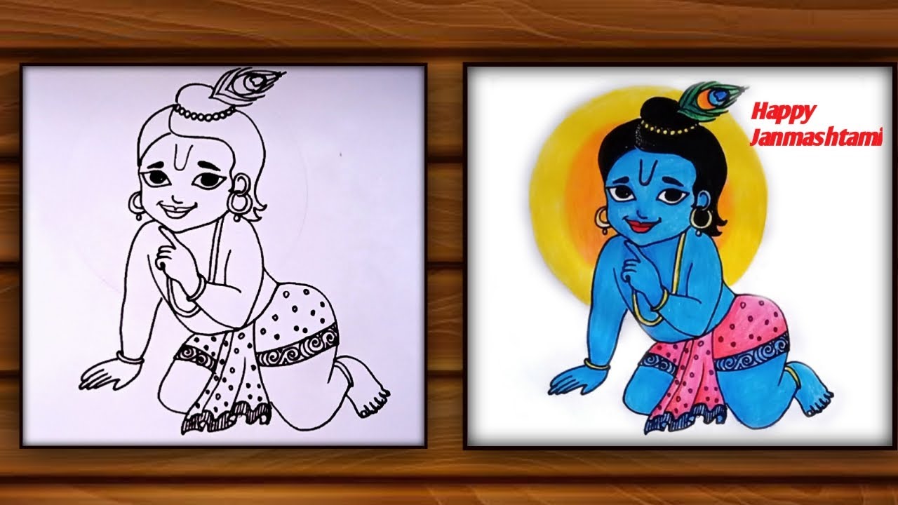 Janmashtami drawing very easy / How to draw Janmashtami / Easy drawing ...