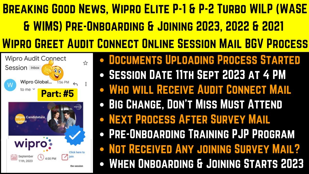 Wipro Elite P-1 | P-2 | Turbo | WILP Joining Date Pre-Onboarding PJP Program Green Audit BGV ...