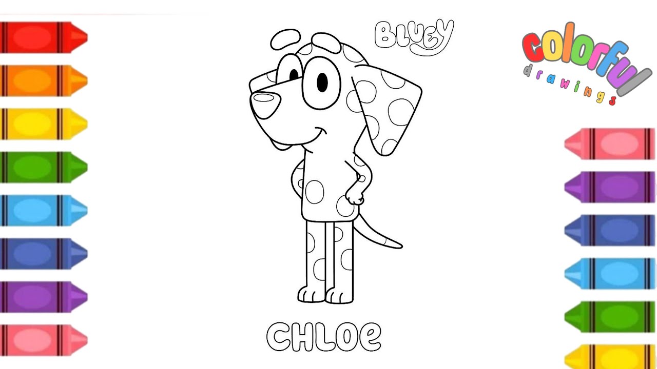 bluey friend Chloe coloring page | how to color bluey - YouTube