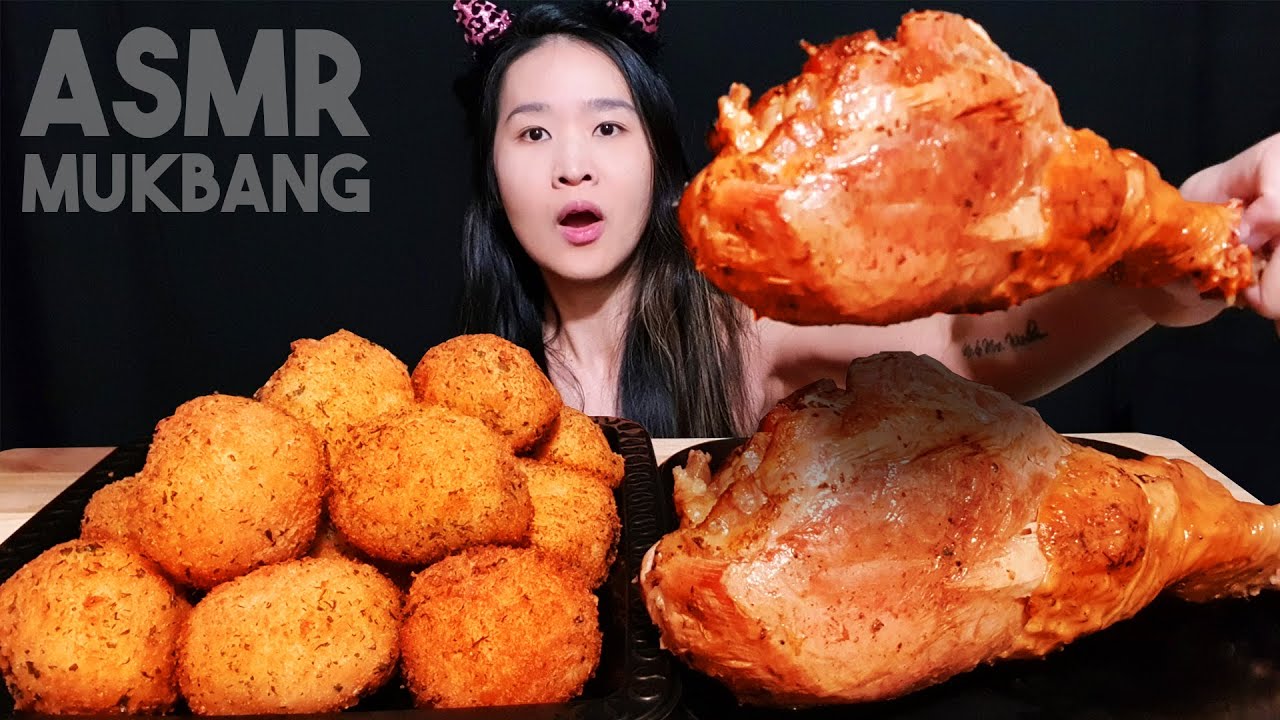 GIANT TURKEY LEG MUKBANG! Crispy Turkey Potato Balls - Thanksgiving ...