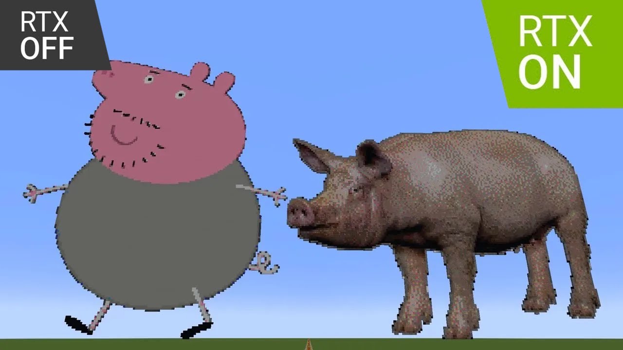 RTX OFF vs RTX ON - Peppa Pig Family Pixel Art in Minecraft - YouTube