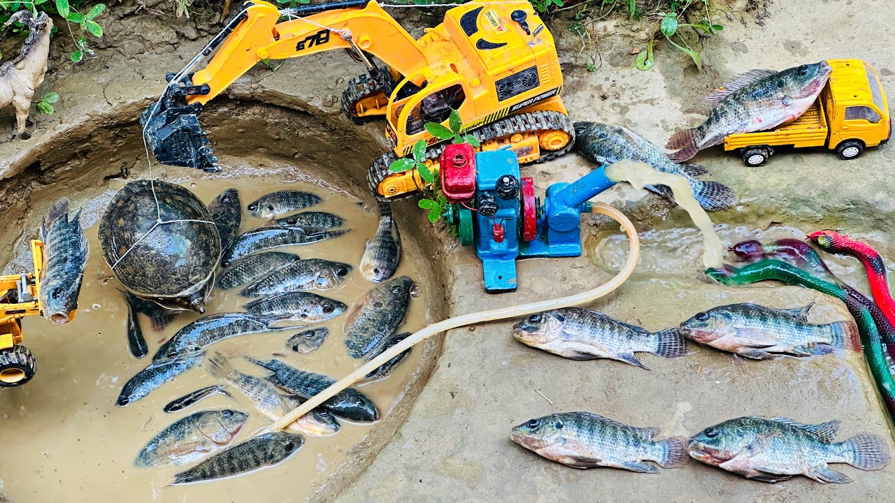 Catch fish using mini water pump | fishing exciting | diy tractor ...