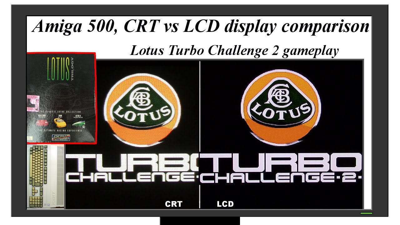 Amiga Lotus Turbo Challenge 2 gameplay | CRT vs LCD TV comparison # ...