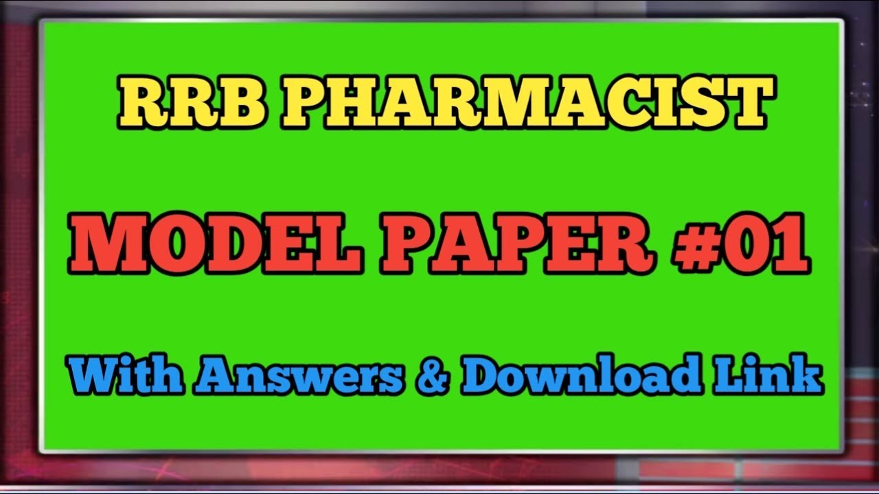 RRB PHARMACIST MODEL PAPER #1 With Answers & Download Link || RRB ...