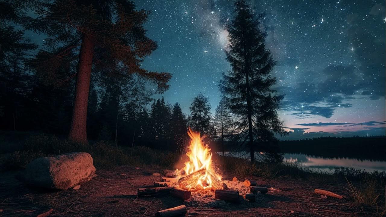🔥Relaxing Guitar - Cozy Camping with Shooting Stars, Crackling Campfire, & Nature Ambience - YouTube