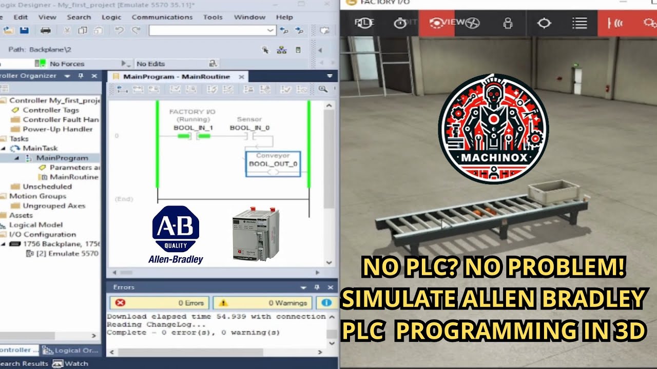 How to Program an Allen Bradley PLC in 3D - Factory I/O Simulation (No ...
