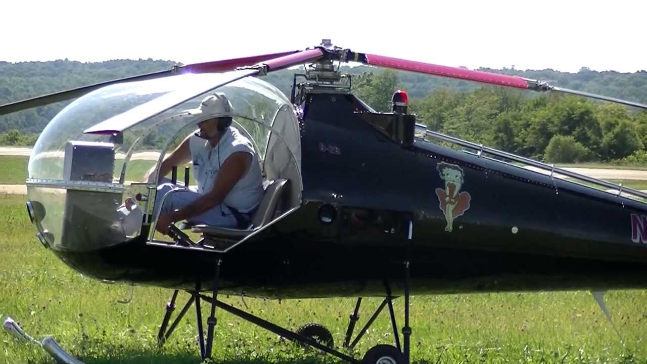 Betty Boop Brantly B2 Helicopter, Start Up, and Take Off, Hover Taxi ...