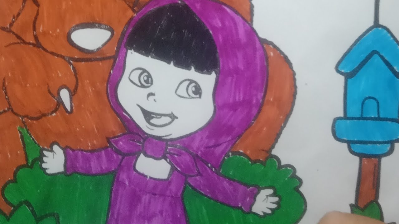 mewarnai gambar Marsha dan beruang#@najwanadif channel - YouTube