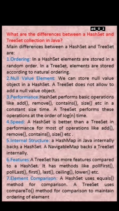 What are the difference between a hashset and treeset collection in java?#treeset#hashset# ...