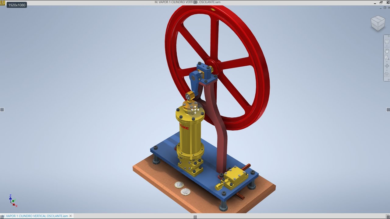 AUTODESK INVENTOR MAQUETA DE UNA MÁQUINA DE VAPOR DE 1 CILINDRO ...