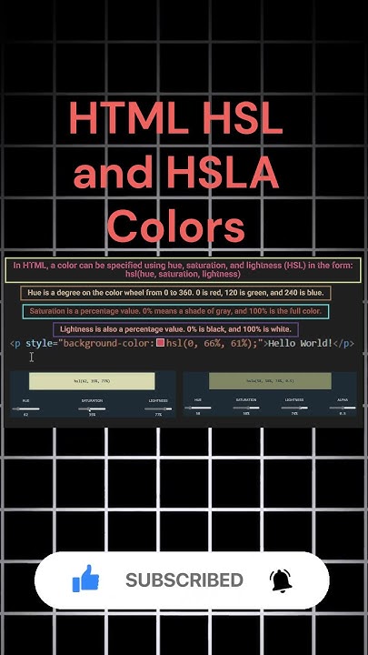 HTML HSL and HSLA Colors | Web Tech | #shorts #viralshorts #coding - YouTube
