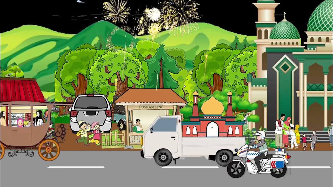 ANIMASI PAWAI TAKBIRAN KELILING KONVOY MOBIL HIAS KARTUN STORY WA LEBARAN IDUL FITRI - YouTube