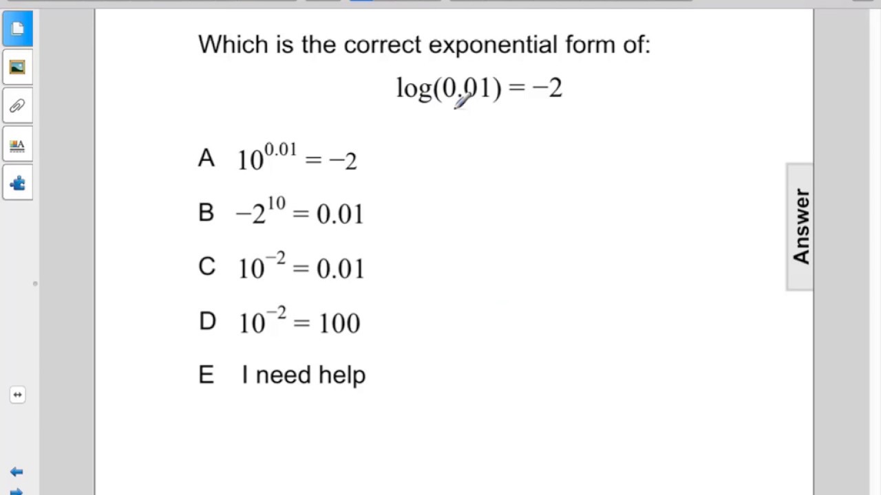 Algebra2 Exp Funcs Intro to Logarithms Pt 2 Q113 - YouTube
