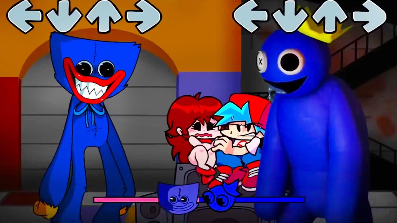 Fnf Huggy Wuggy Vs Blue ๐ถ Poppy Playtime But Rainbow Friends Character