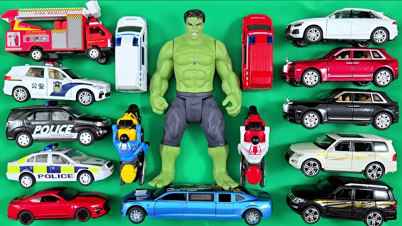 Diecast Car's with Angry Hulk, Ambulance, Police Car with Siren, Fire ...