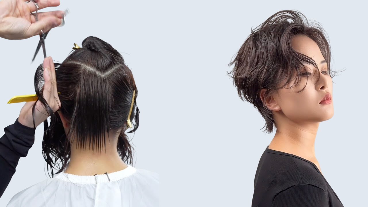 4分钟教你剪一款动感短发！Teach you how to cut a dynamic short hair in 4 minutes ...