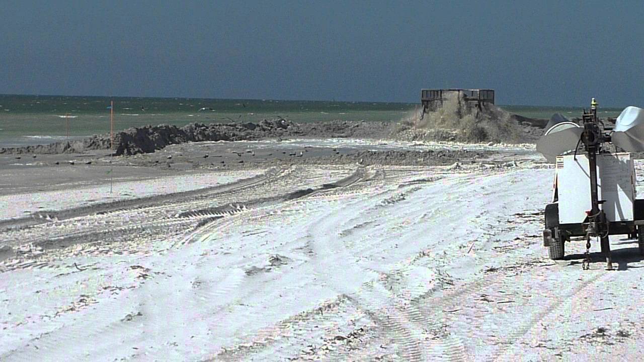 Sand Key Beach Renourishment Pumping Sand - YouTube