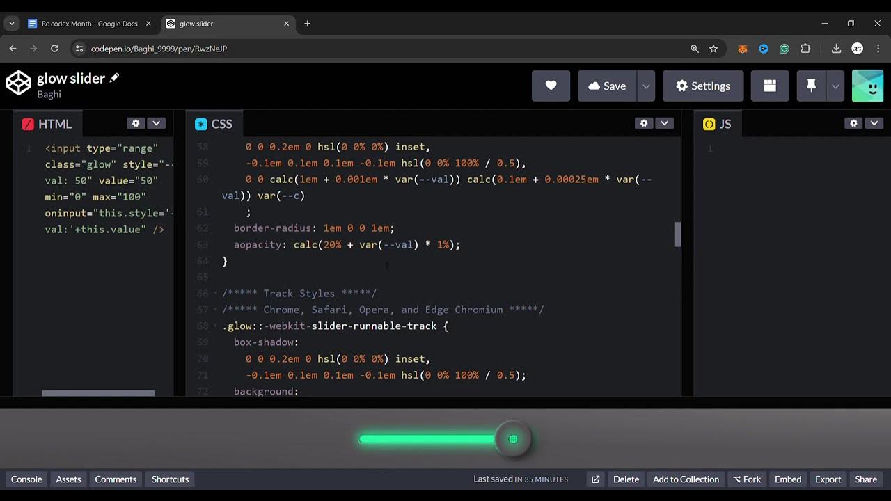glow slider using html css | Tutorial video | #coding #rccodex - YouTube