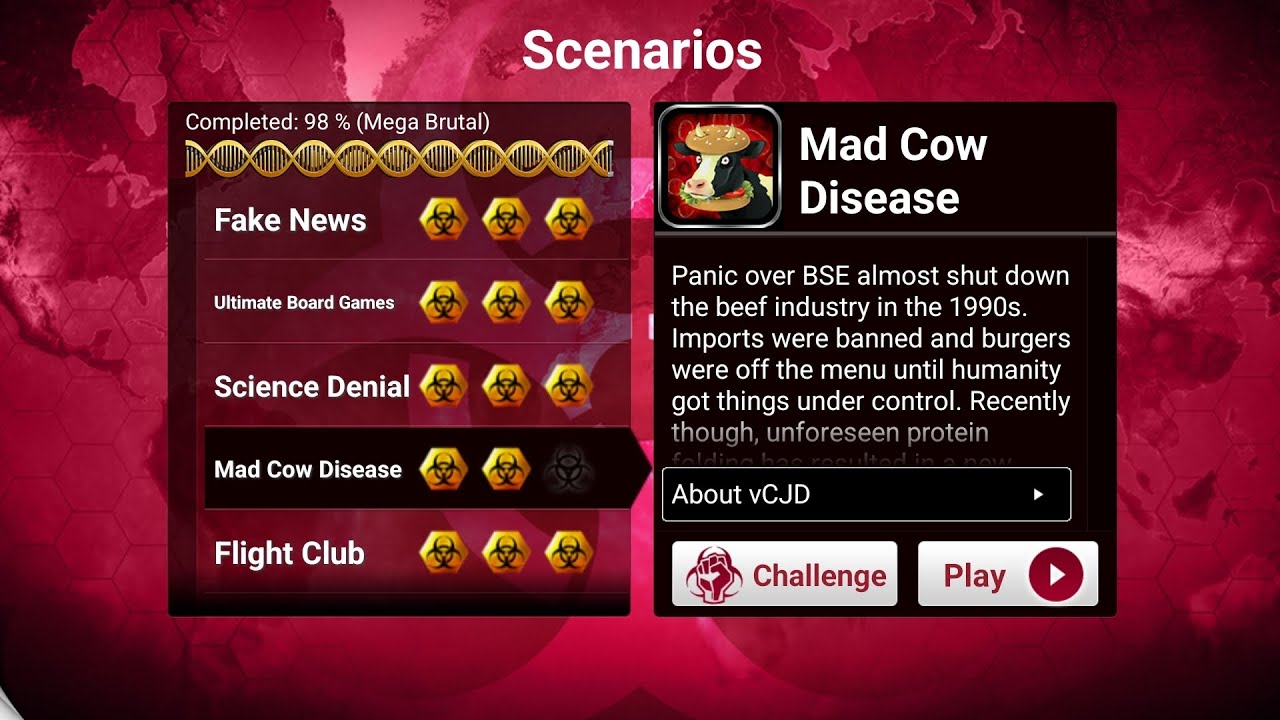 Plague Inc. Mad Cow Disease Scenario Mega Brutal (2 Biohazards) - YouTube