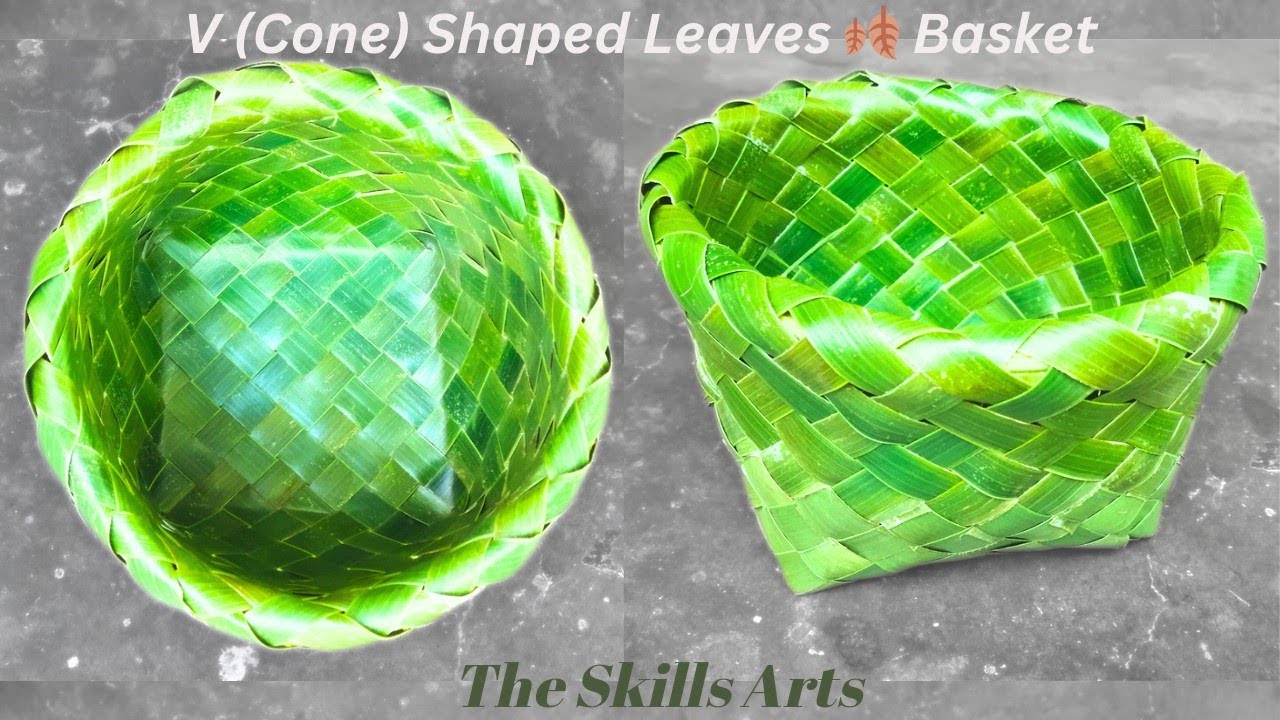 V Shaped Coconut Leaf Basket / Cone Shaped Basket / Make Baskets Using Coconut and Palm Leaves ...