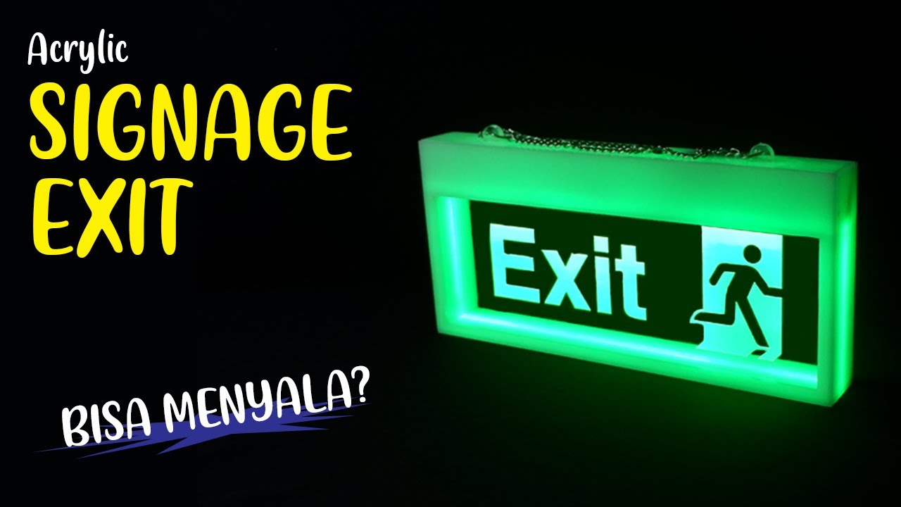 Sign Exit Emergency Akrilik Gantung - LED Acrylic Exit Sign - YouTube
