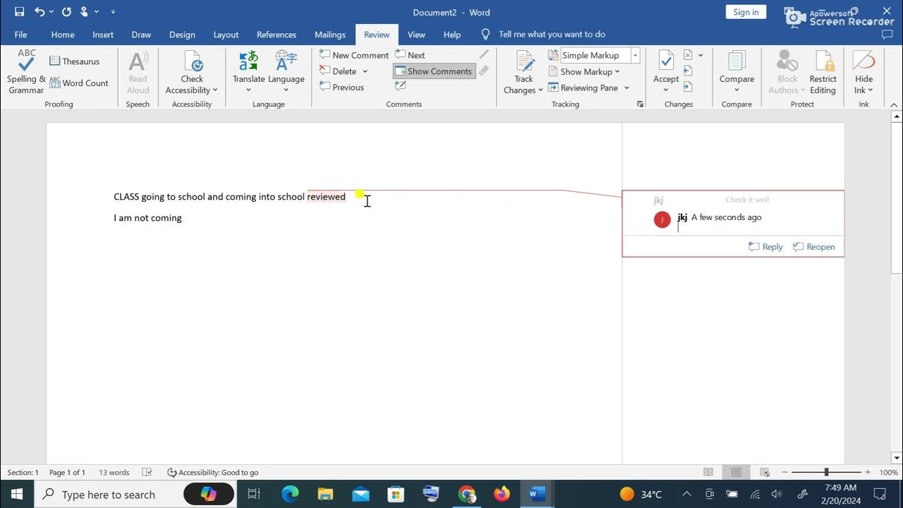 Ms Word Mail Merge, Proof reading a document, setting spell and grammar ...