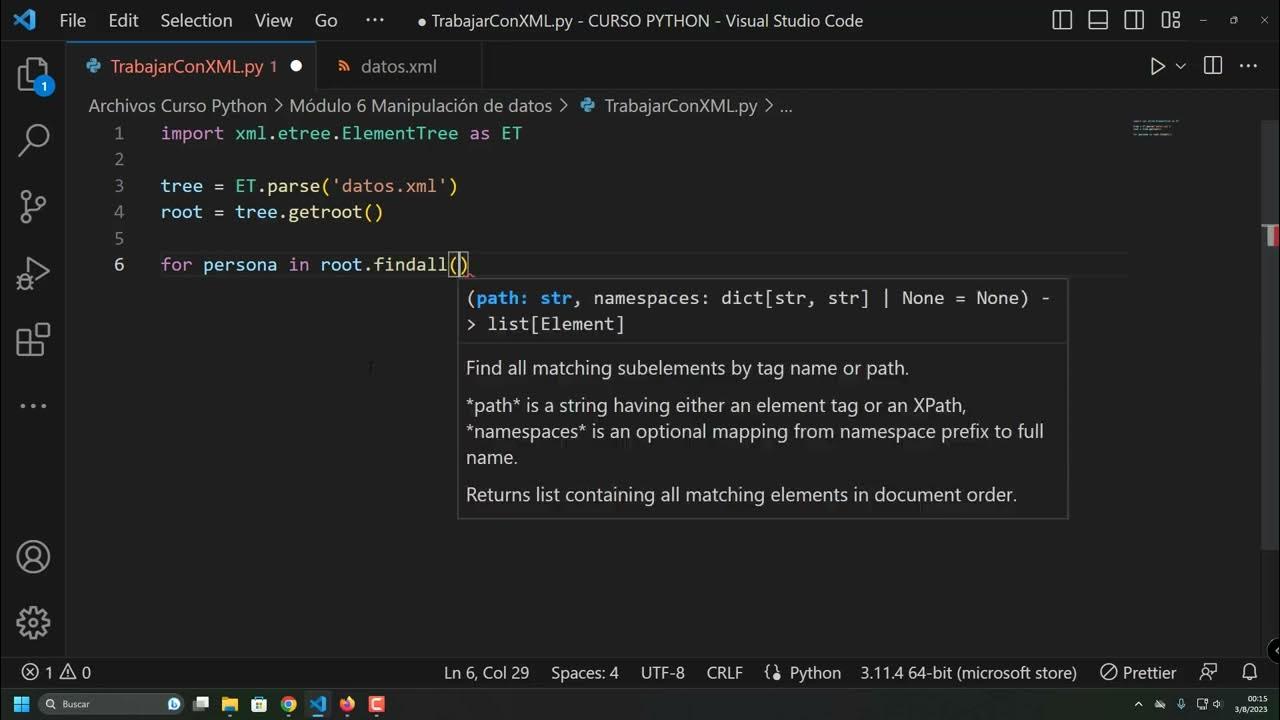 Curso de Python 49 - Trabajando con archivos XML - YouTube