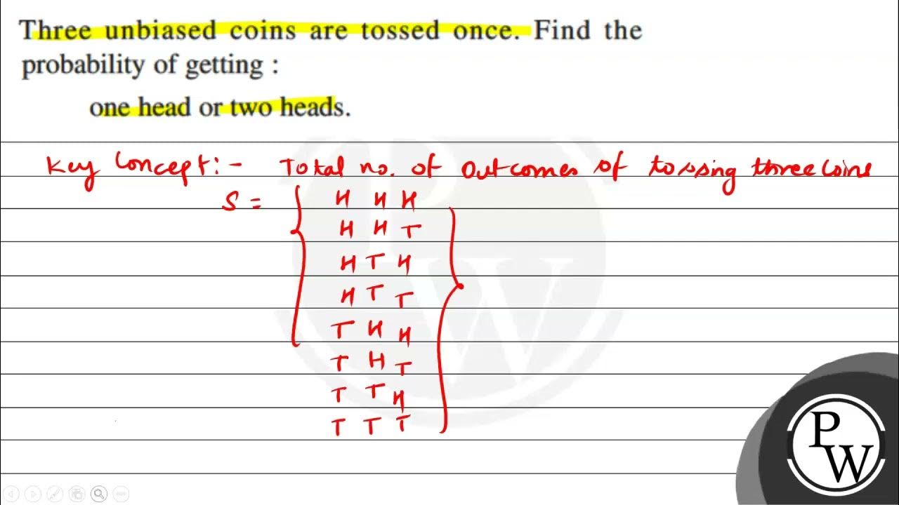 Three unbiased coins are tossed once. Find the probability of getti... - YouTube