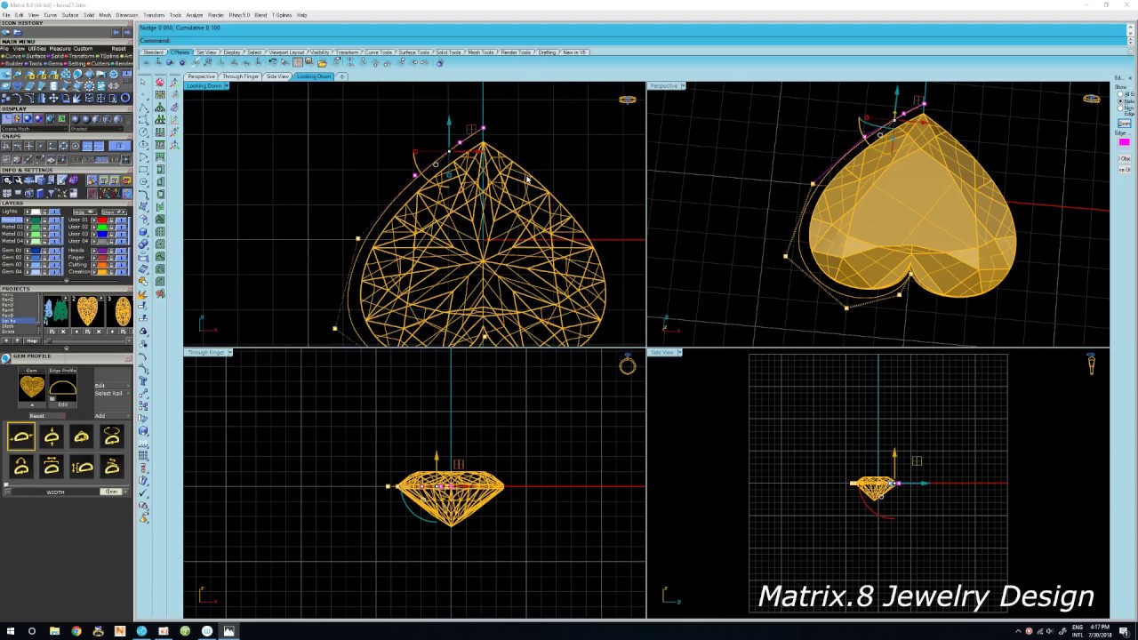How to make 3D gemvision jewelry design matrix 8.. PART.1 - YouTube