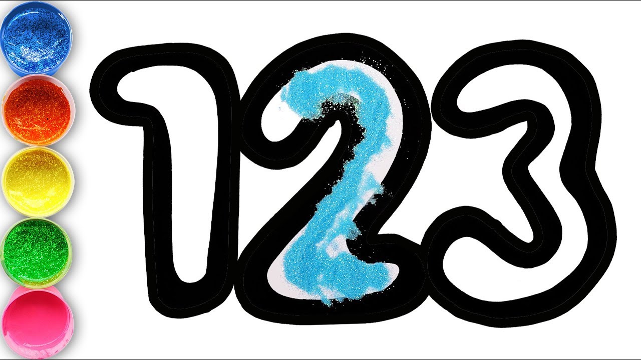 Glitter Number 123 Coloring and drawing for Kids & Toddlers | Heart Toy ...