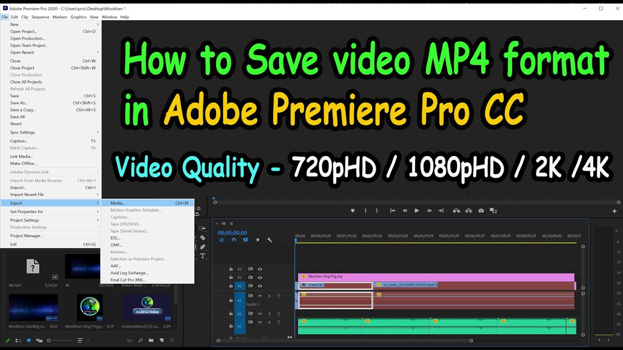 How to Save video MP4 format in Adobe Premiere Pro CC - Video Quality ...