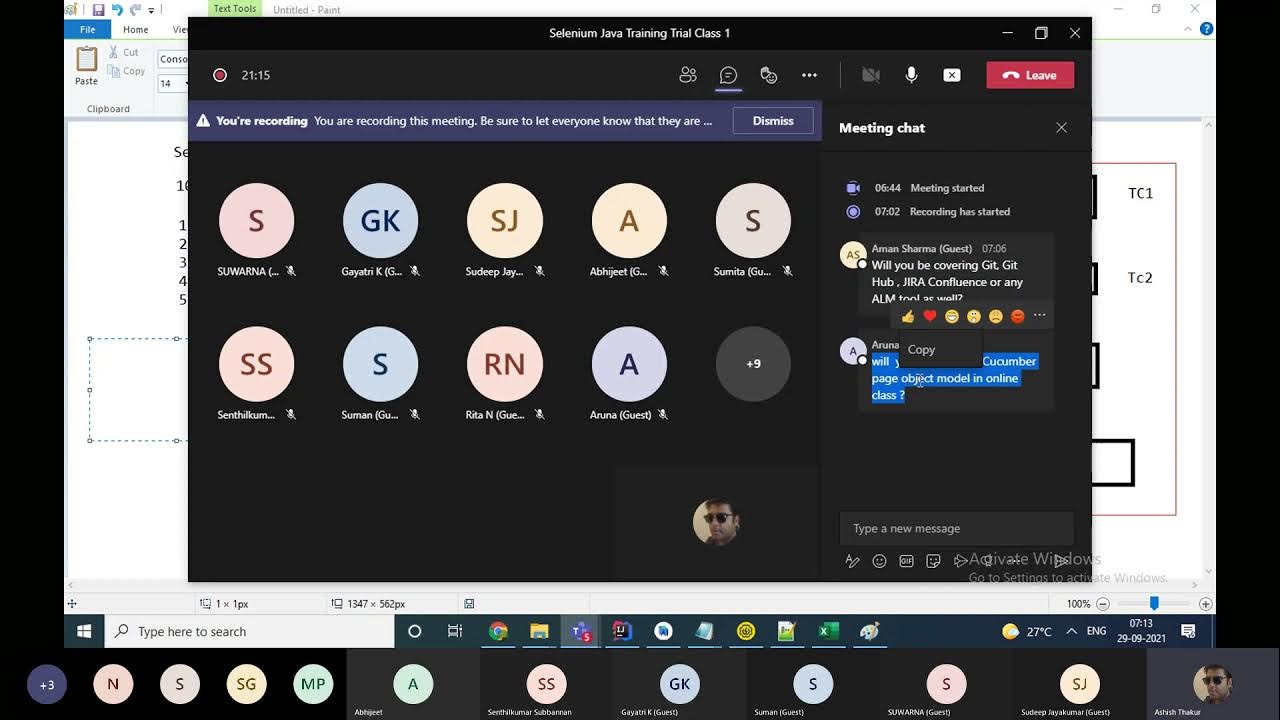 Selenium Java Training Trial Class 1 Sep2021 || Whizdom Trainings - YouTube