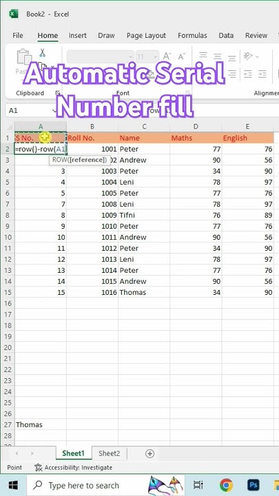Serial Number Auto Generate in Excel #exceltips #microsoft #exceltricks #exceltips - YouTube
