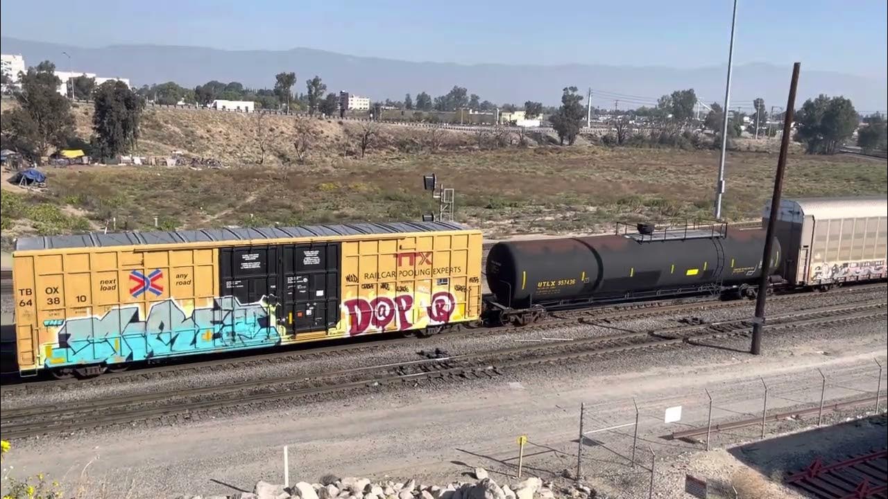 Union Pacific Departing Eastbound Manifest Train at West Colton Yard. - YouTube