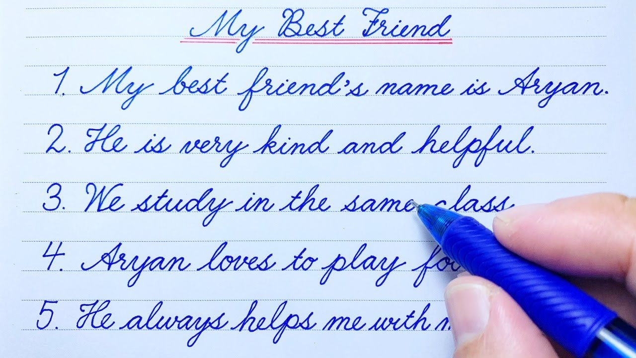 Cursive writing | 10 Lines Essay on My Best Friend | Cursive ...