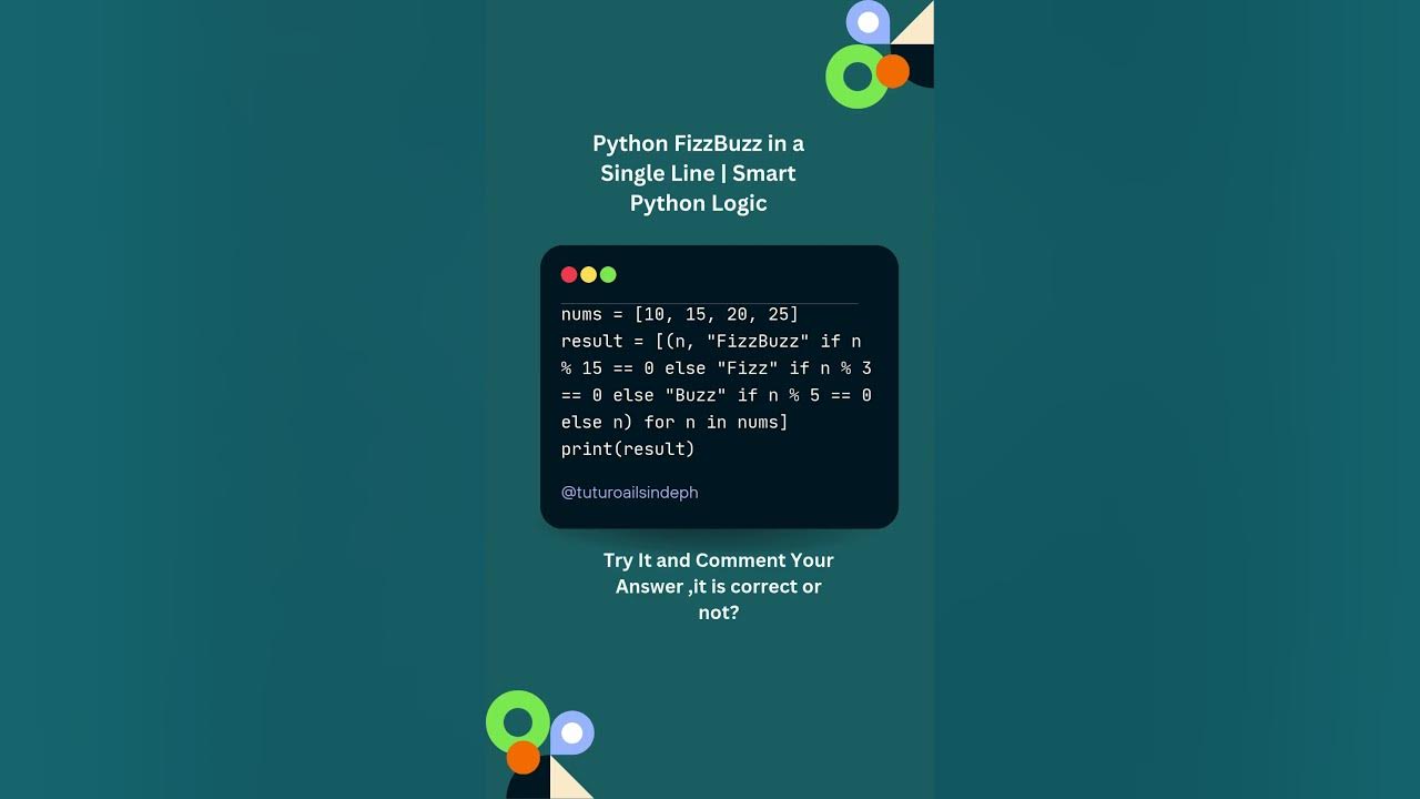 Python Trick 41 Python Fizzbuzz In A Single Line Smart Python Logic