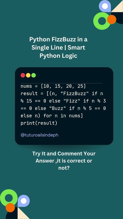 Python Trick 41 | Python FizzBuzz in a Single Line | Smart Python Logic | #shorts #viral #tricks ...