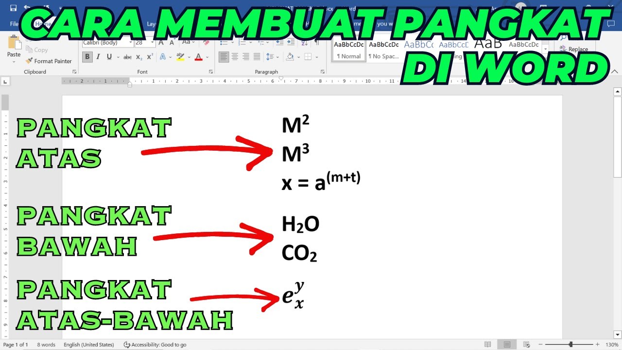 Cara Membuat Pangkat di Word (Pangkat Atas / Bawah / Atas-Bawah) - YouTube