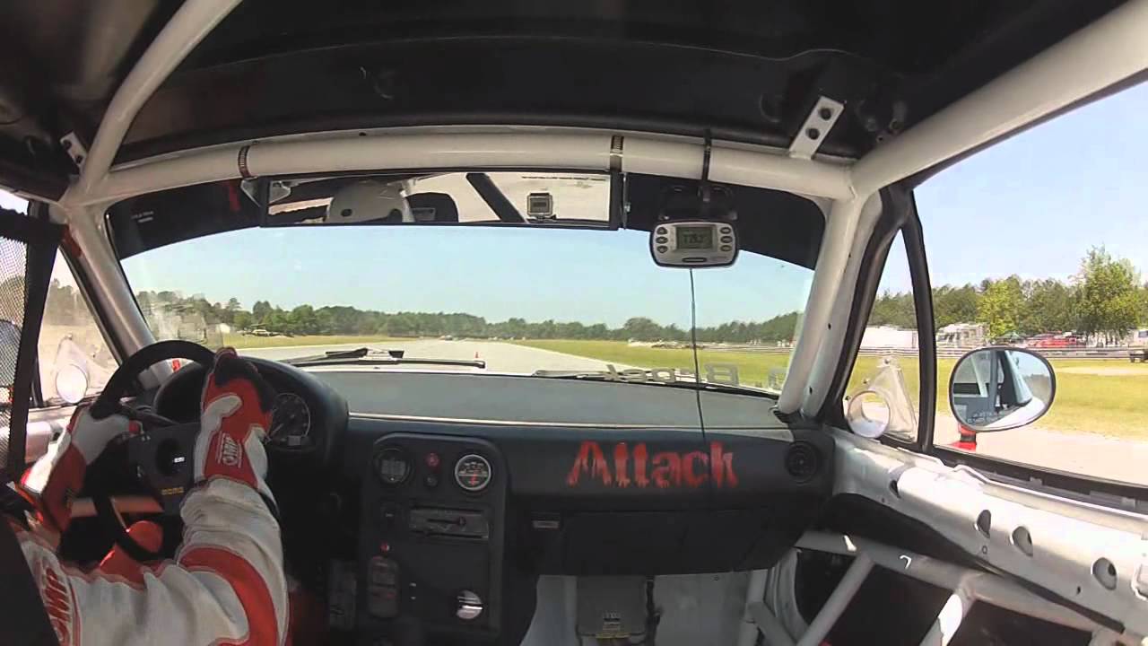 Spec Miata Hits Flag Stand at Roebling Road. - YouTube