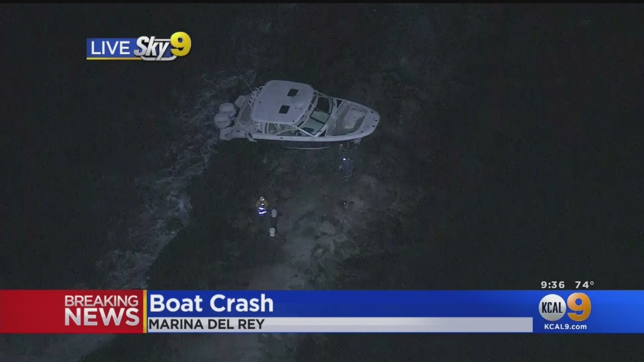 Boat Crashes Into Jetty In Marina Del Rey - YouTube