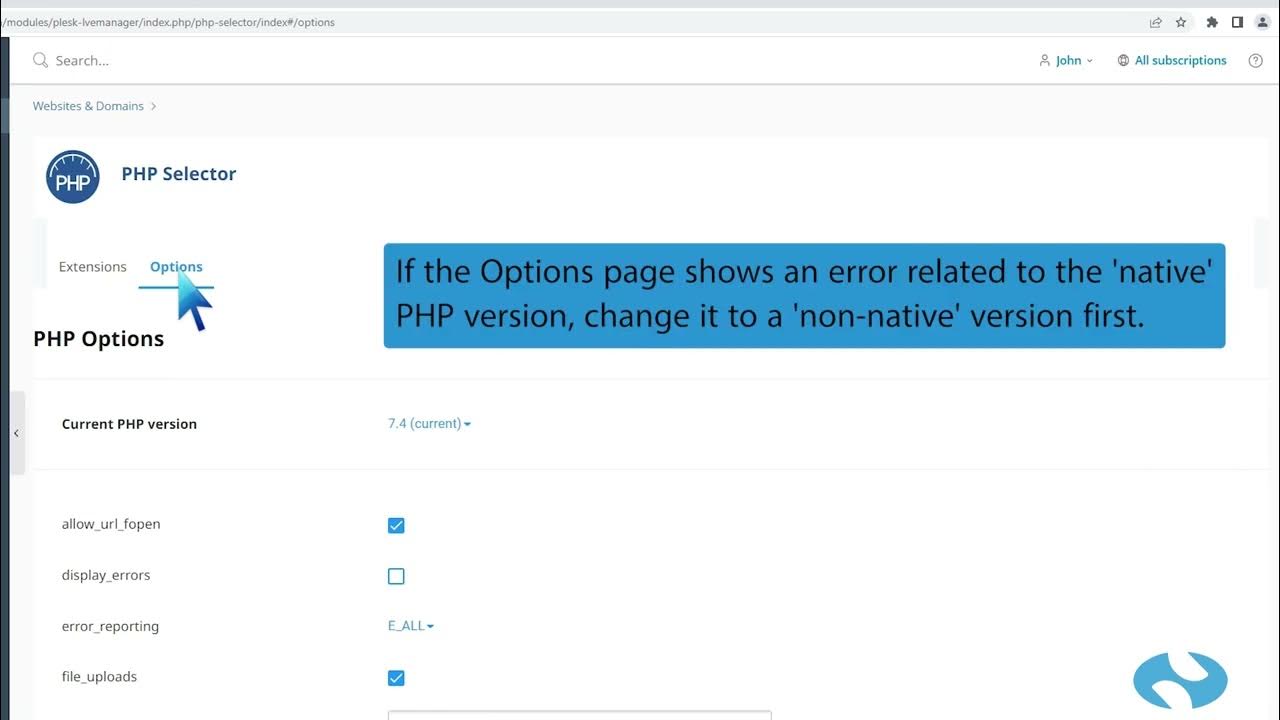 How to Enable or Disable PHP's Display Errors in Plesk - YouTube