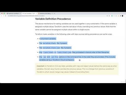 56. Terraform Input Variables Variable Definition Precedence - YouTube