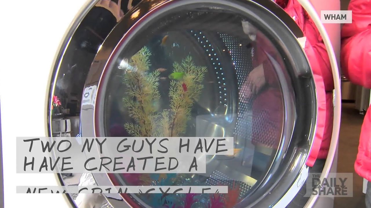 2 guys turn an old washing machine into a fish tank! - YouTube