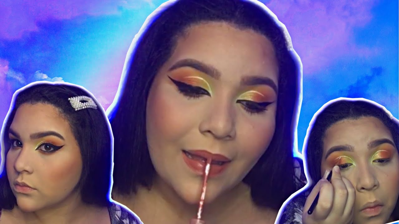 TUTORIAL rapidinho | Maquiagem laranja com fita branca - YouTube