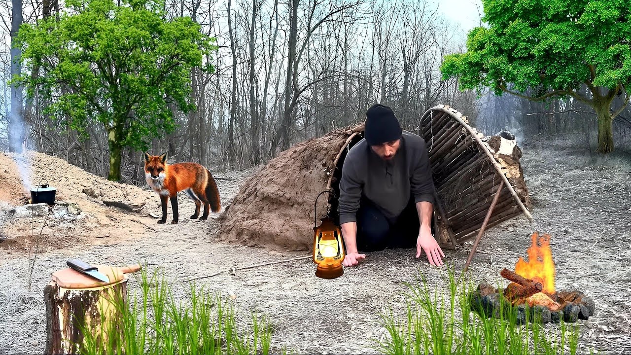 Building Underground Mud Shelter With Natural Material - YouTube