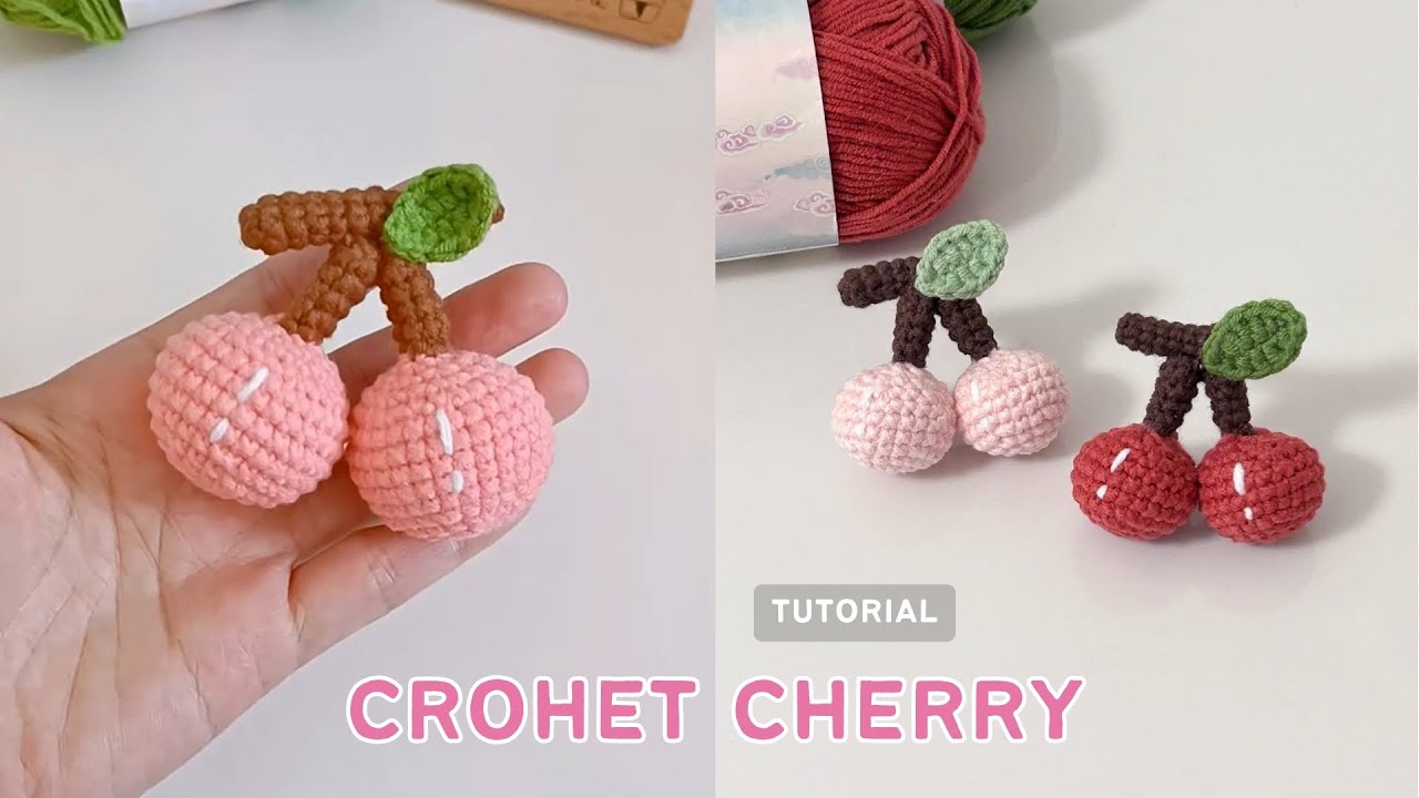 Crochet Mini Cherry Tutorial 🍒 | Easy Pair for Keychains & Decor ...