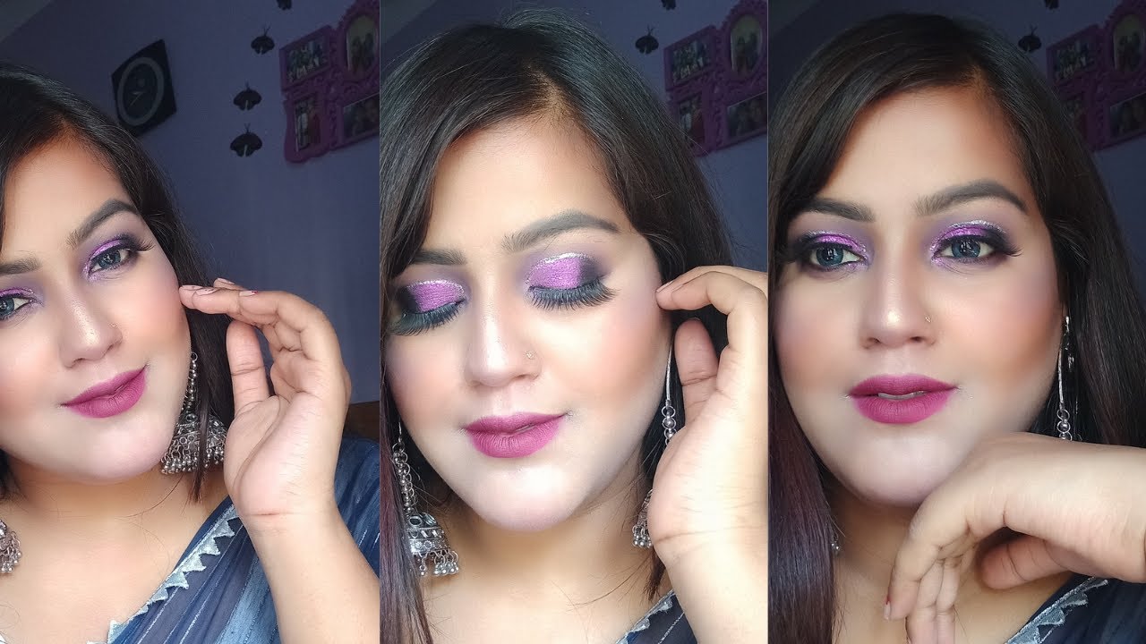 Indian 🌸wedding👰‍♀️🤵‍♂️ Barati💃 look purple blackie flashy i makeup ...